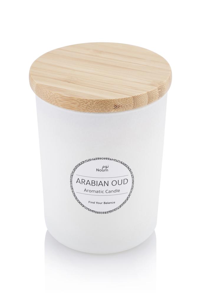 Arabic Oudh Scented Glass Candle with Bamboo Lid